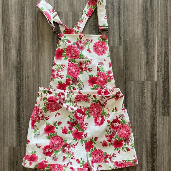 Pants & Jumpsuits | Floral Print Overalls | Poshmark